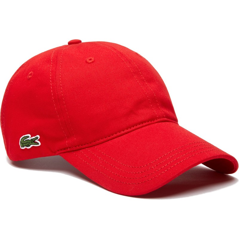 Lacoste Curved Brim Contrast Strap Red Adjustable Cap: Caphunters.it