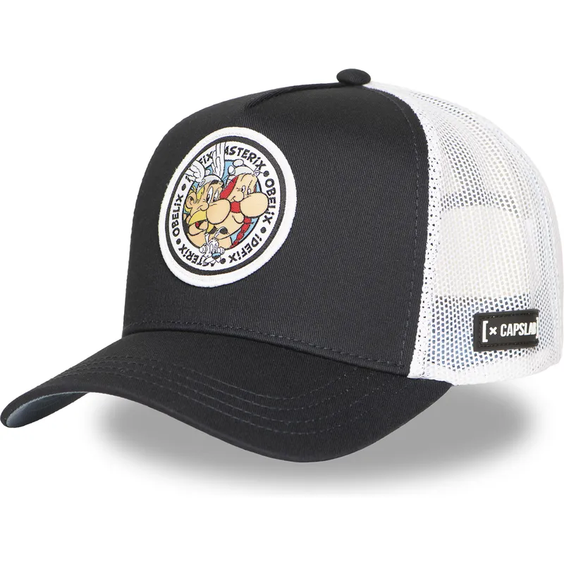 Cappello trucker nero e bianco Astérix, Obélix e Idefix AST2 CRW Astérix il Gallico di Capslab ...